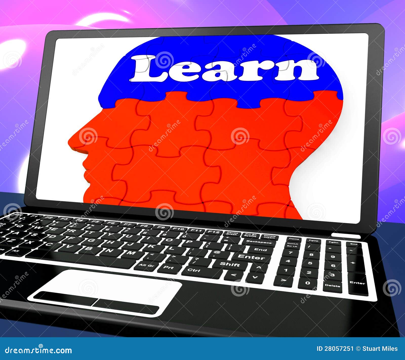 Learn on Brain on Laptop Shows Online Education Stock Illustration ...