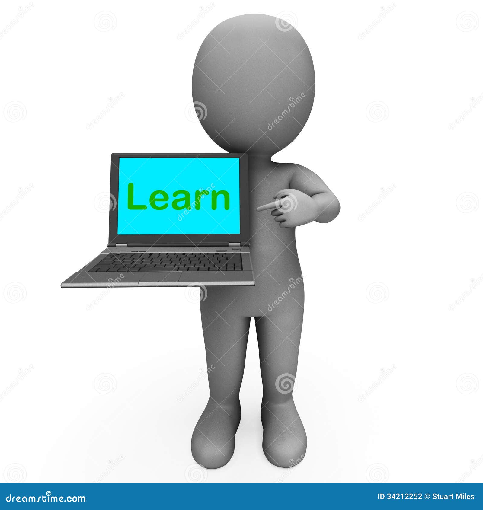 Learn Character Laptop Shows Web Learn or Studying Stock Illustration ...