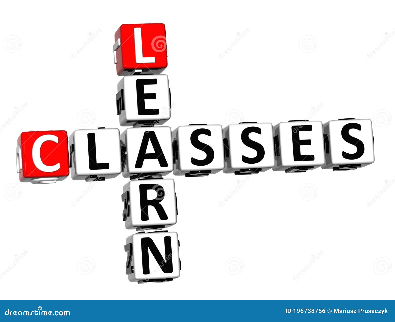 Learn Classes. White and Red 3D Crossword Puzzle Stock Illustration ...