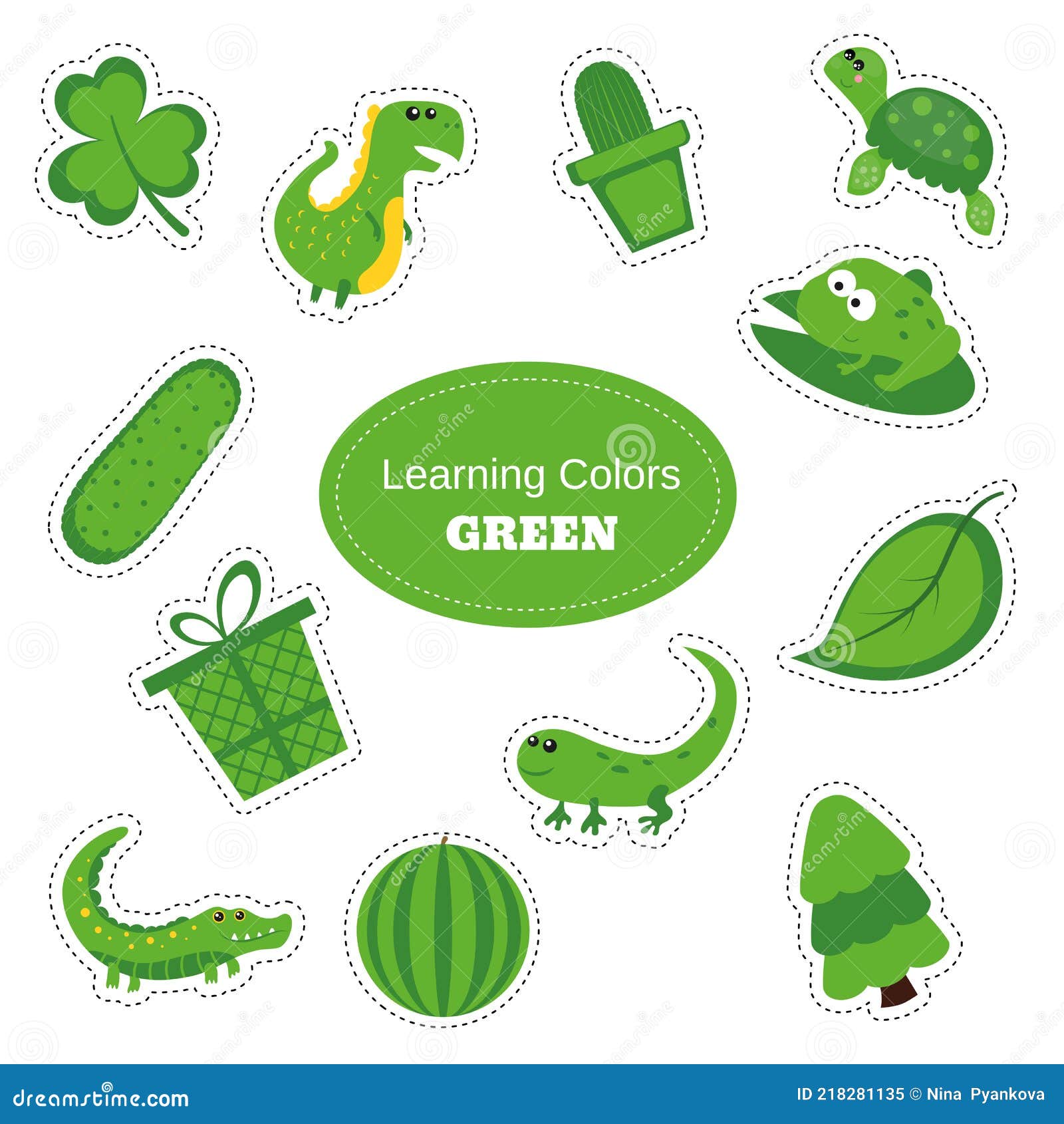 Learn the color stock vector. Illustration of cactus - 218281135