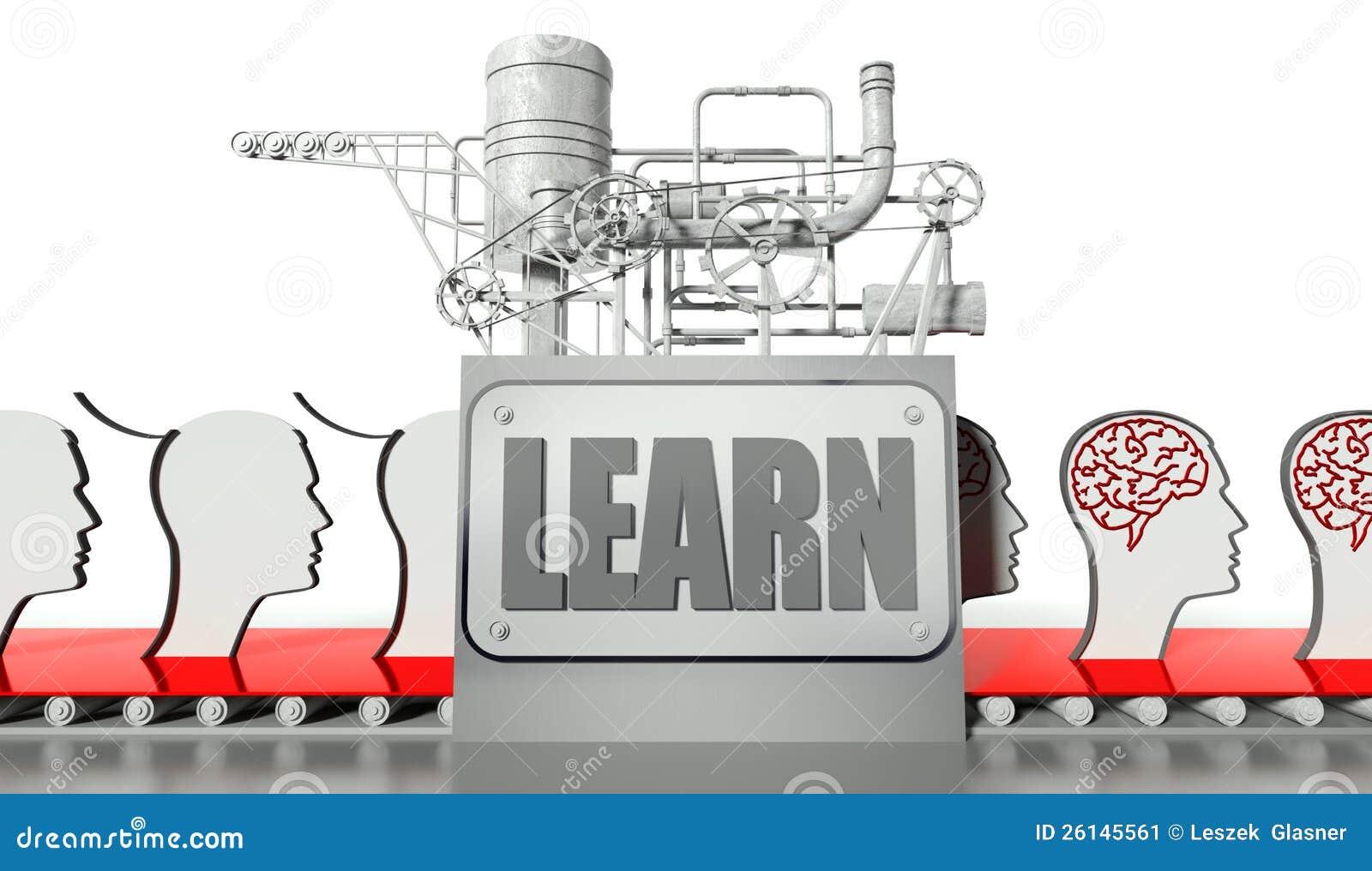 Learn Concept, Faces Profiles with Brains Stock Illustration ...