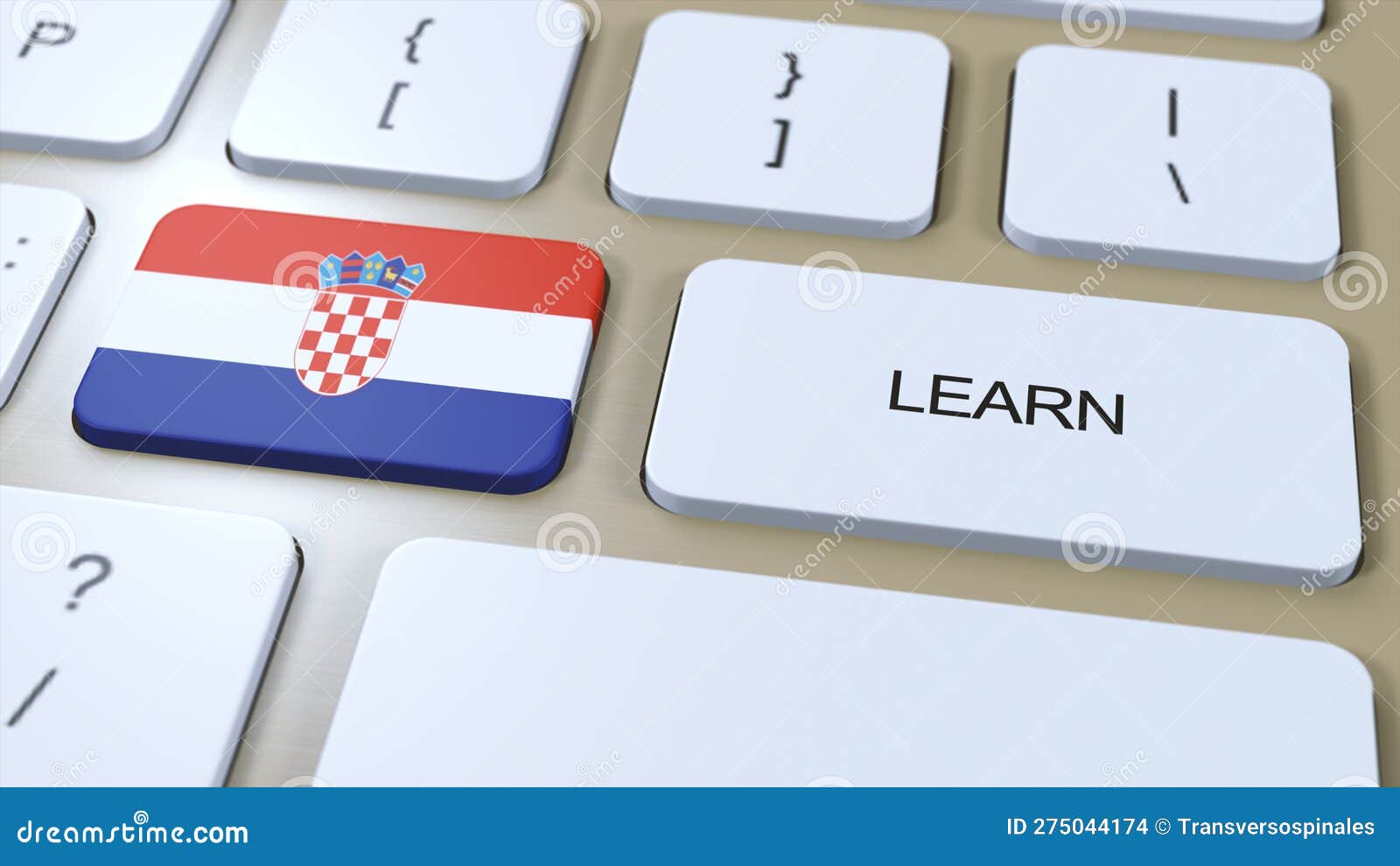 Learn Croatian Language Concept. Online Study Courses. Button with Text ...