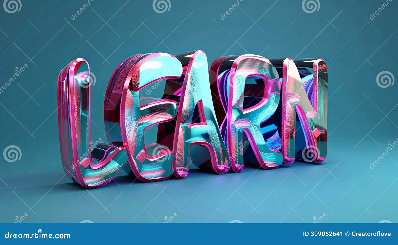 LEARN 3d Font with Sky Blue Background Stock Illustration ...