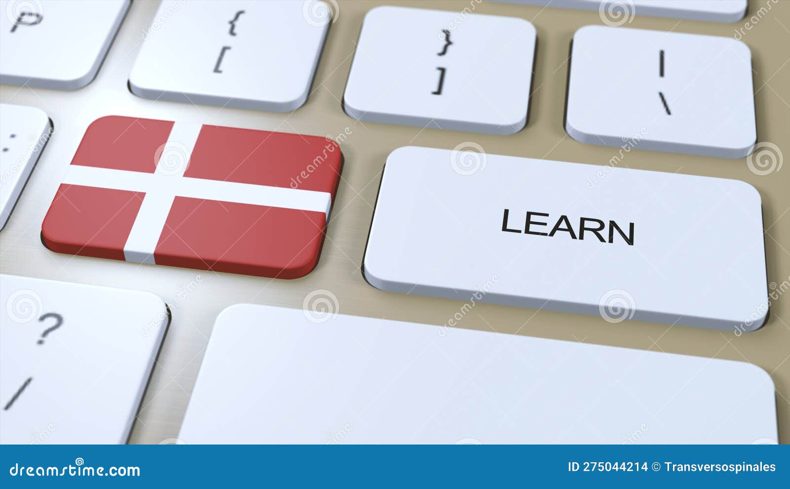 Learn Danish Language Concept. Online Study Courses. Button with Text ...