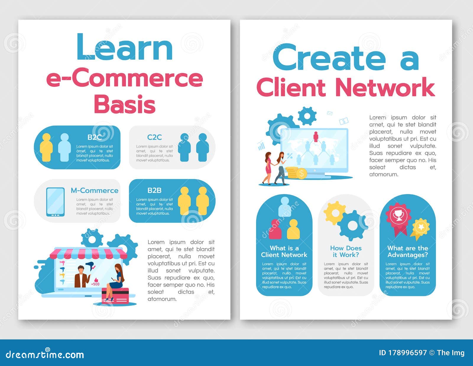 Learn E-commerce Basis Brochure Template Stock Vector - Illustration of ...