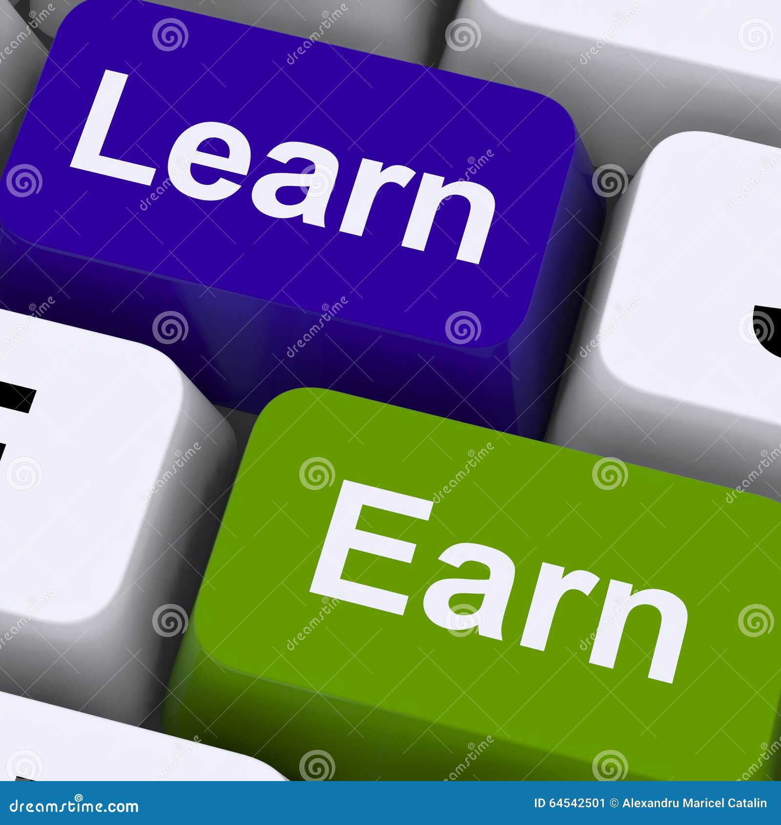 Learn and Earn Computer Keys Showing Working or Studying Stock Image ... Learn and Earn Computer Keys Showing Working or Studying Stock Image ...