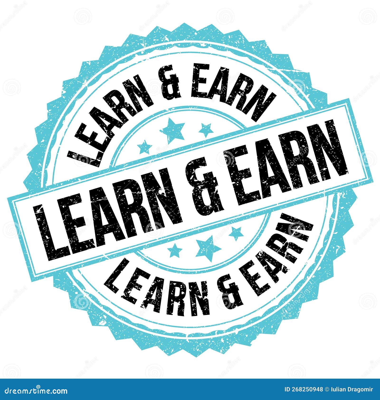 LEARN & EARN Text on Blue-black Round Stamp Sign Stock Illustration ...