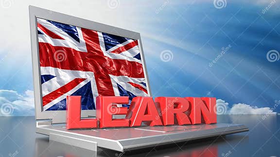 Learn english and computer stock illustration. Illustration of ...