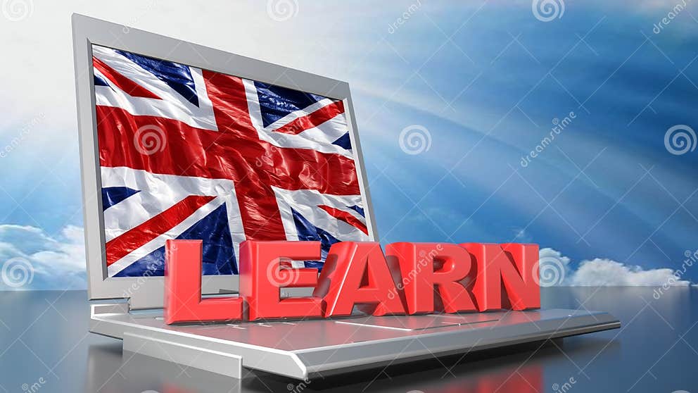 Learn english and computer stock illustration. Illustration of ...