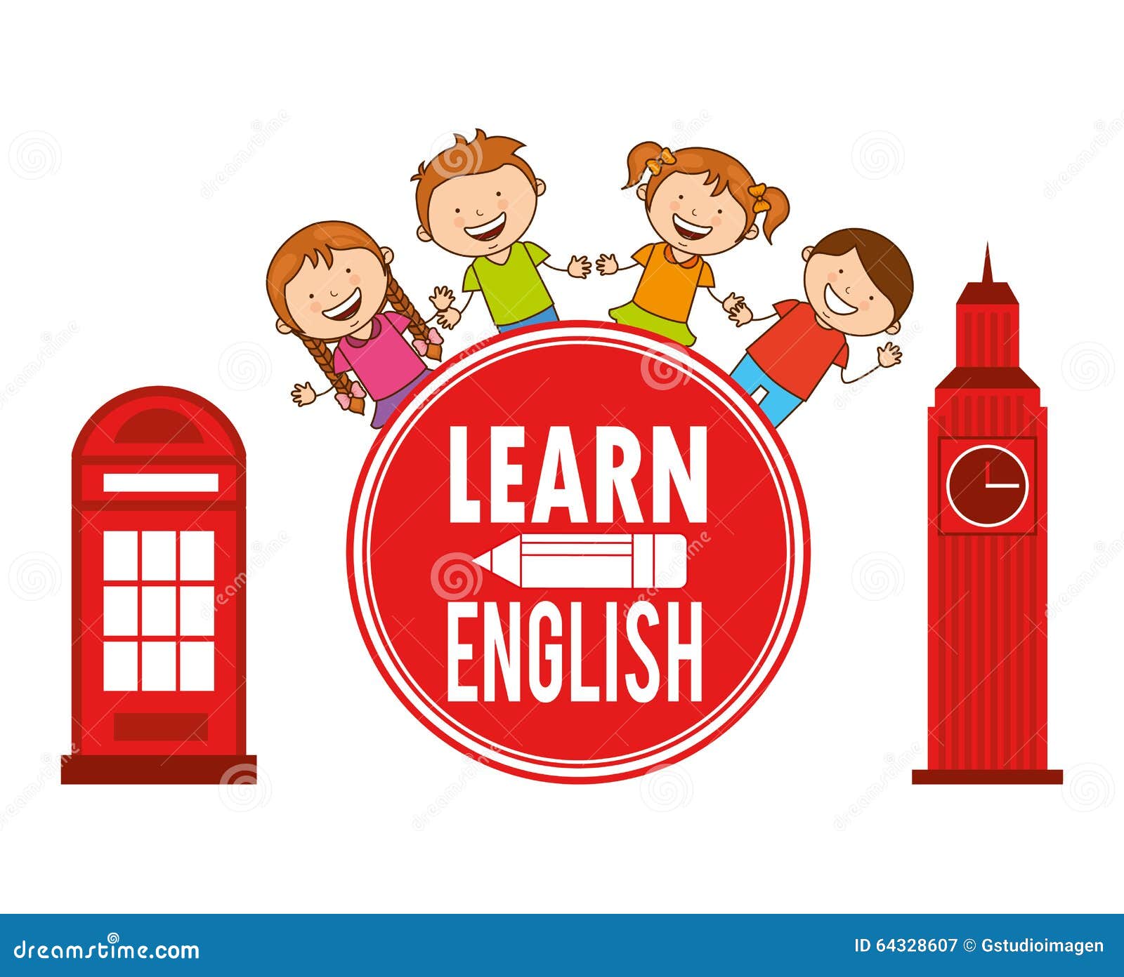 Learn english design stock illustration. Illustration of student - 64328607