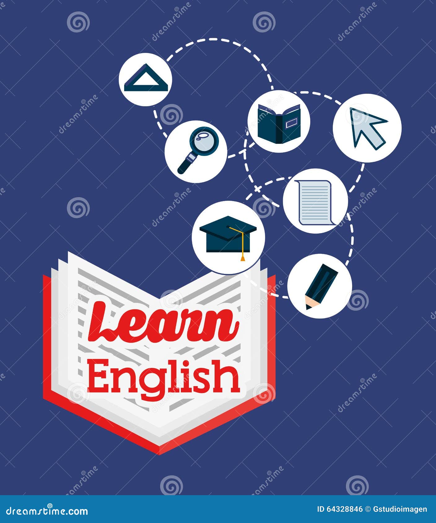 Learn english design stock illustration. Illustration of school - 64328846