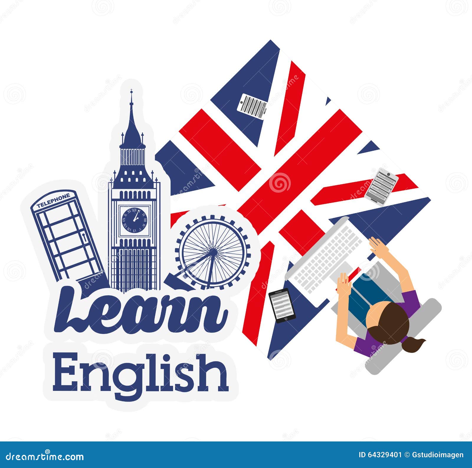 Learn english design stock illustration. Illustration of information ...