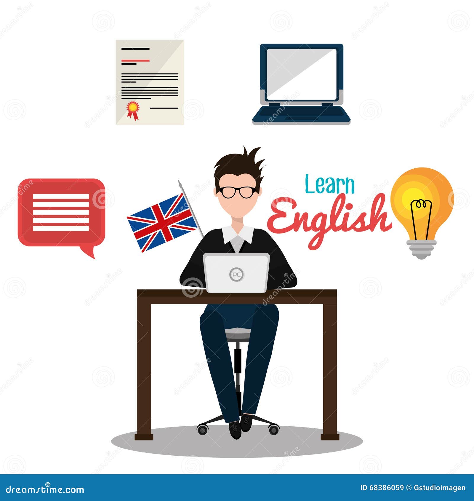 Learn english design stock illustration. Illustration of grunge - 68386059
