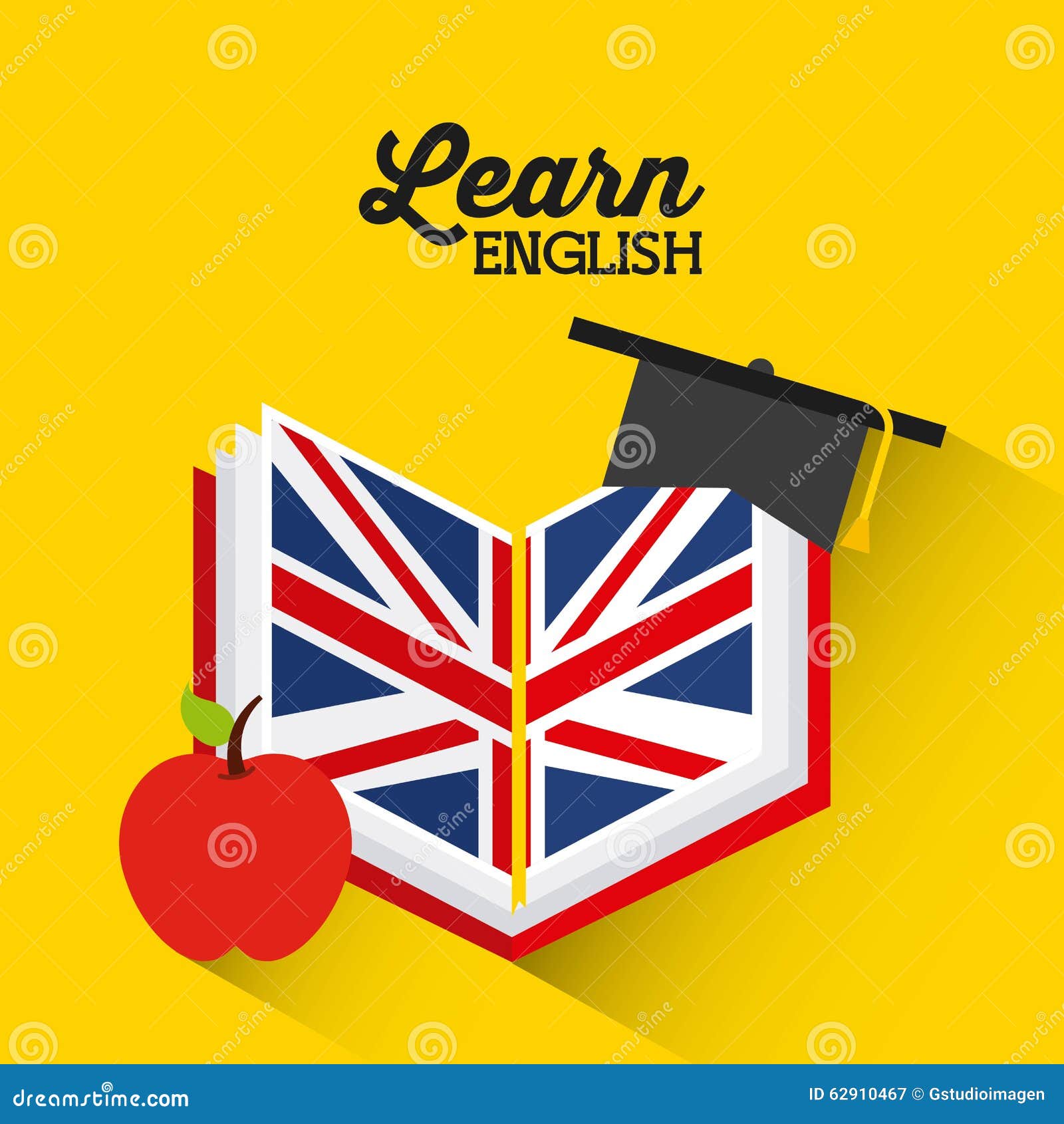 Learn english design stock vector. Illustration of graduation - 62910467