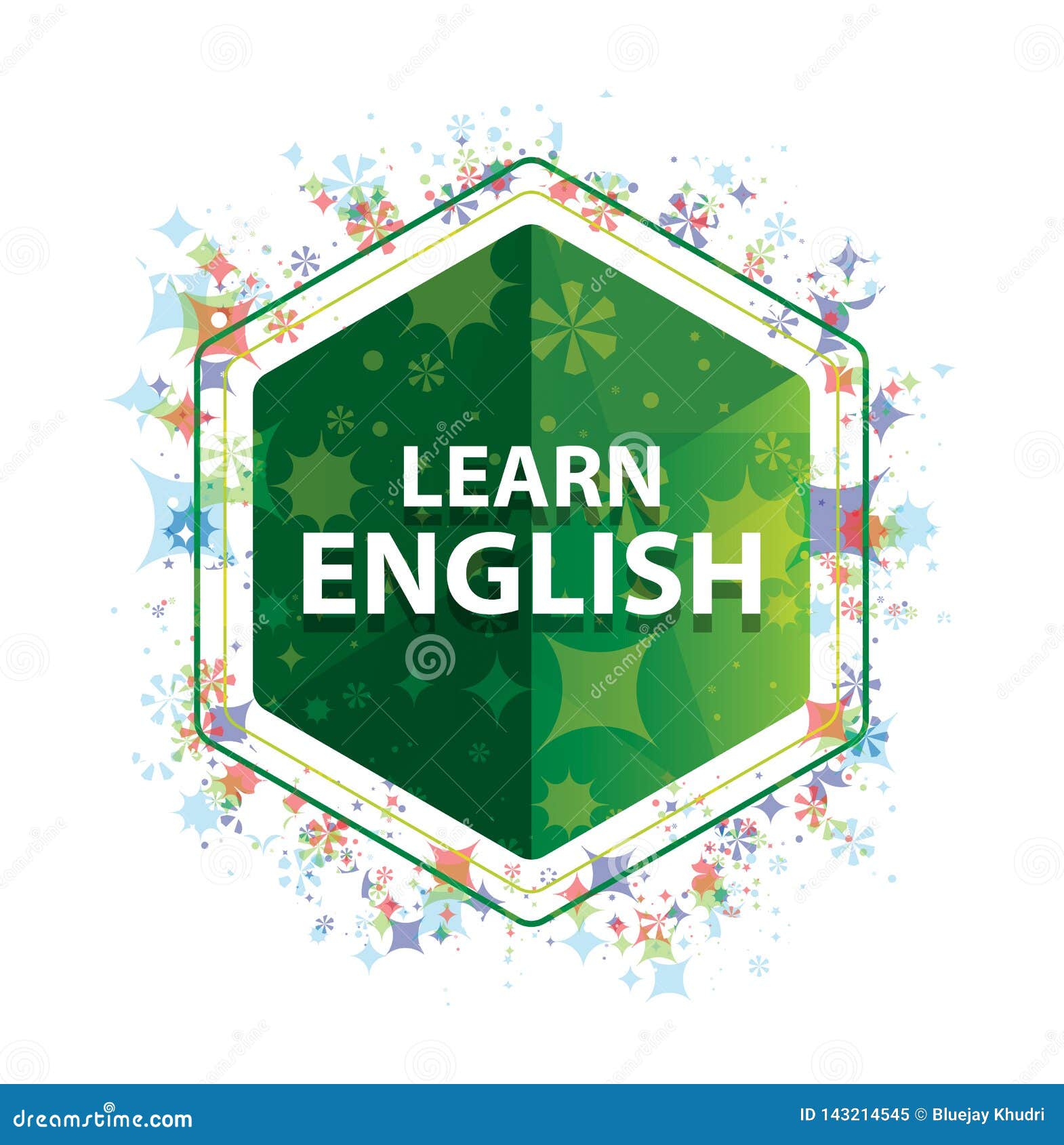 Learn English Floral Plants Pattern Green Hexagon Button Stock ...