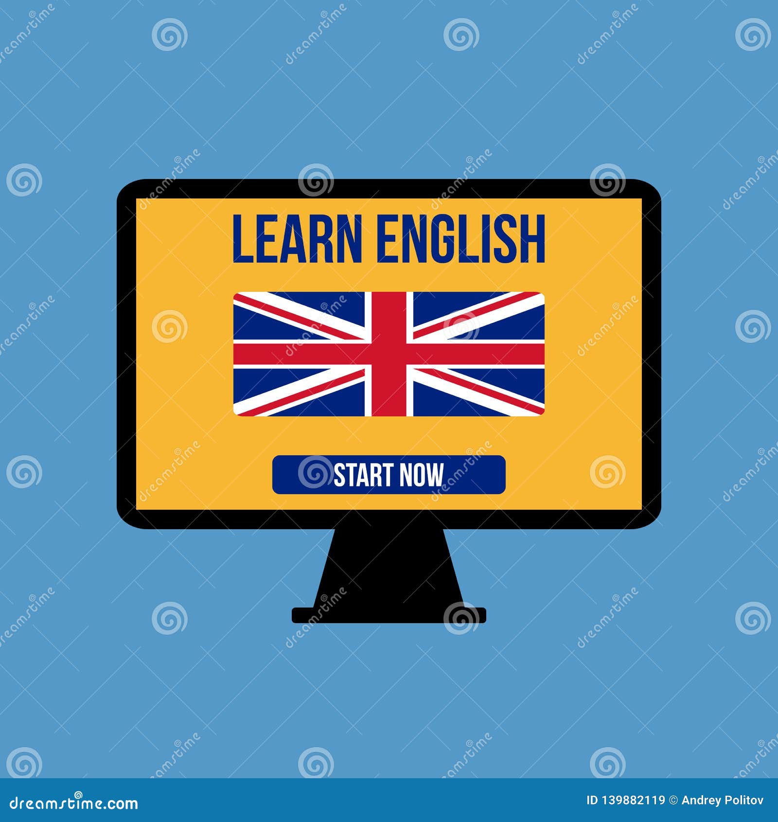 Learn English Online Course, Flat Vector Illustration Stock Vector ...