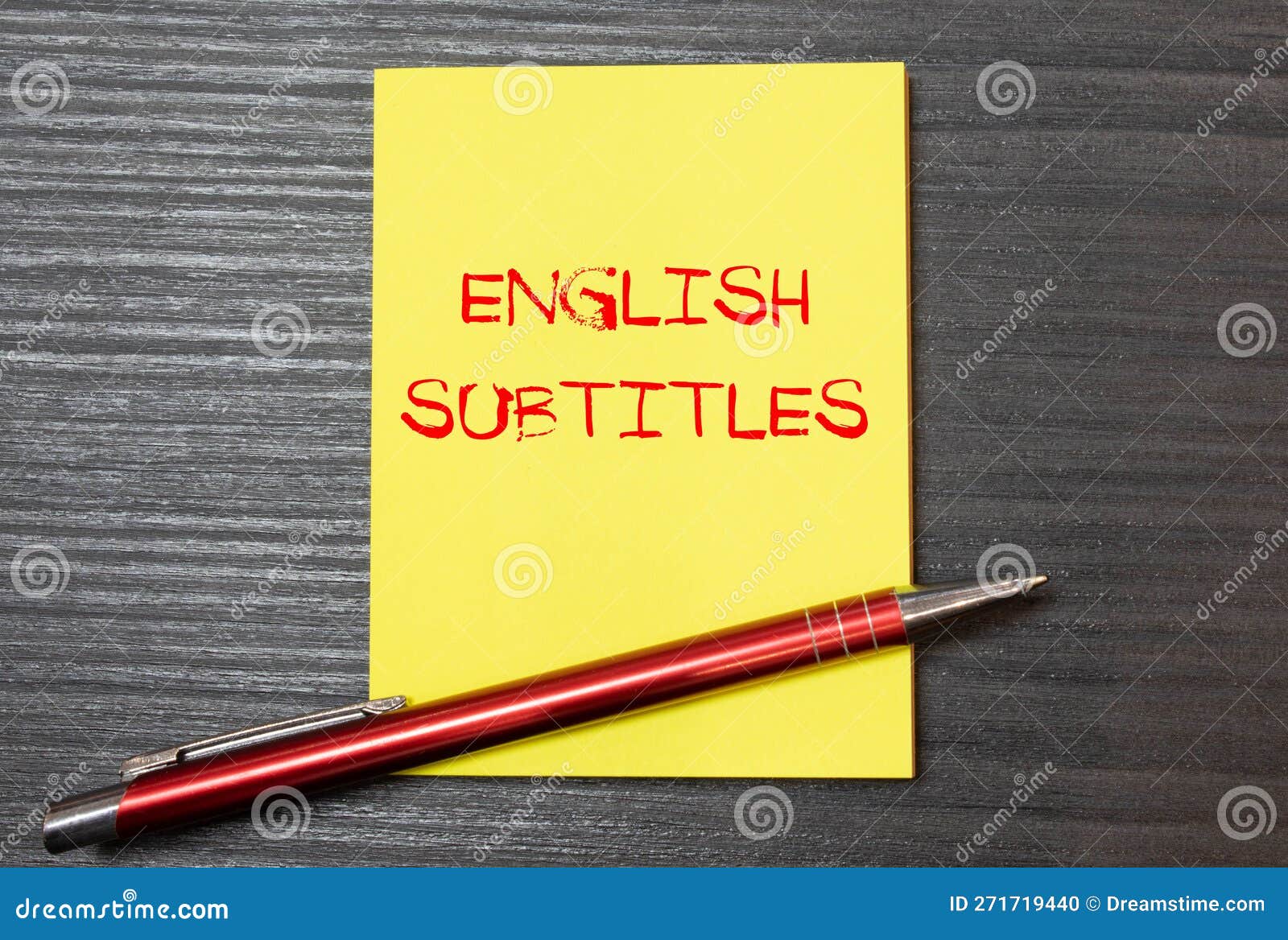 Text English Subtitles on Paper Note, Concept Stock Photo - Image of ...