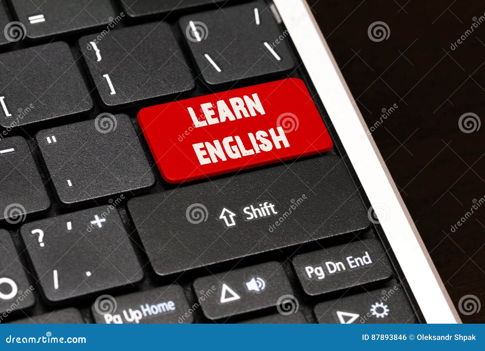 Learn English on Red Enter Button on Black Keyboard Stock Photo - Image ...