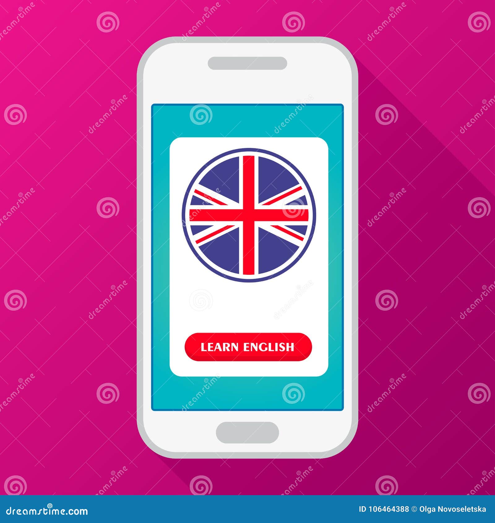 Learn english smartphone stock vector. Illustration of book - 106464388