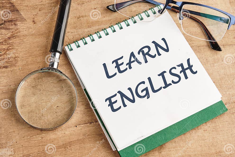 Learn English Text Written in a Notebook on a Papyrus Background, Top ...