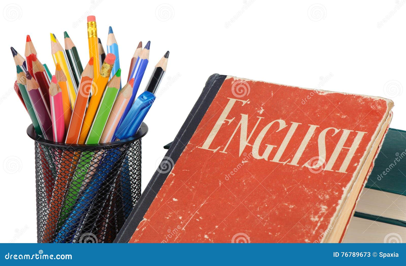 Learn English, Textbook and Pencils Isolated Stock Image - Image of ...
