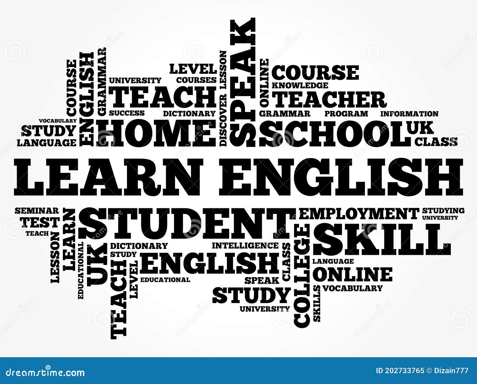 Learn English Word Cloud Collage, Education Concept Background Stock ...