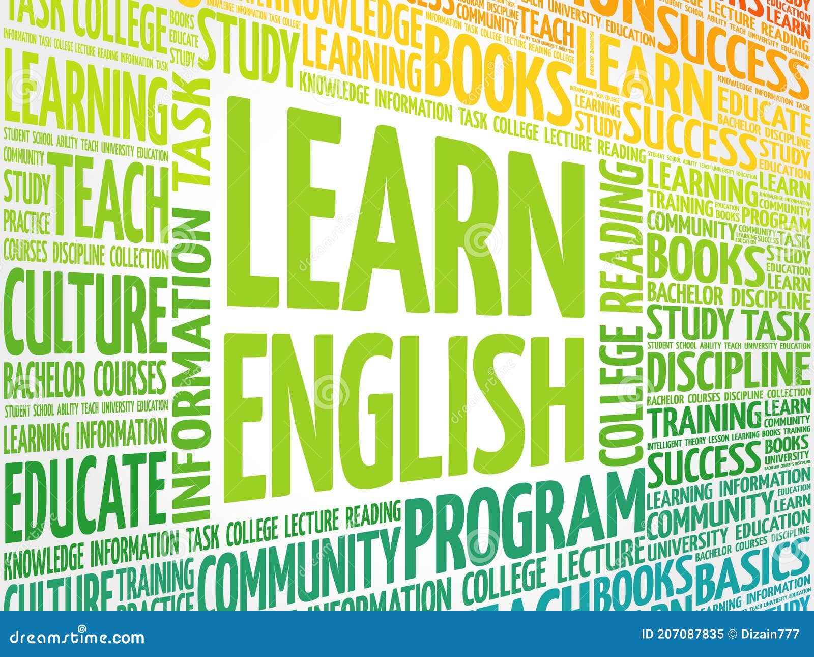 Learn English word cloud stock illustration. Illustration of collage ...