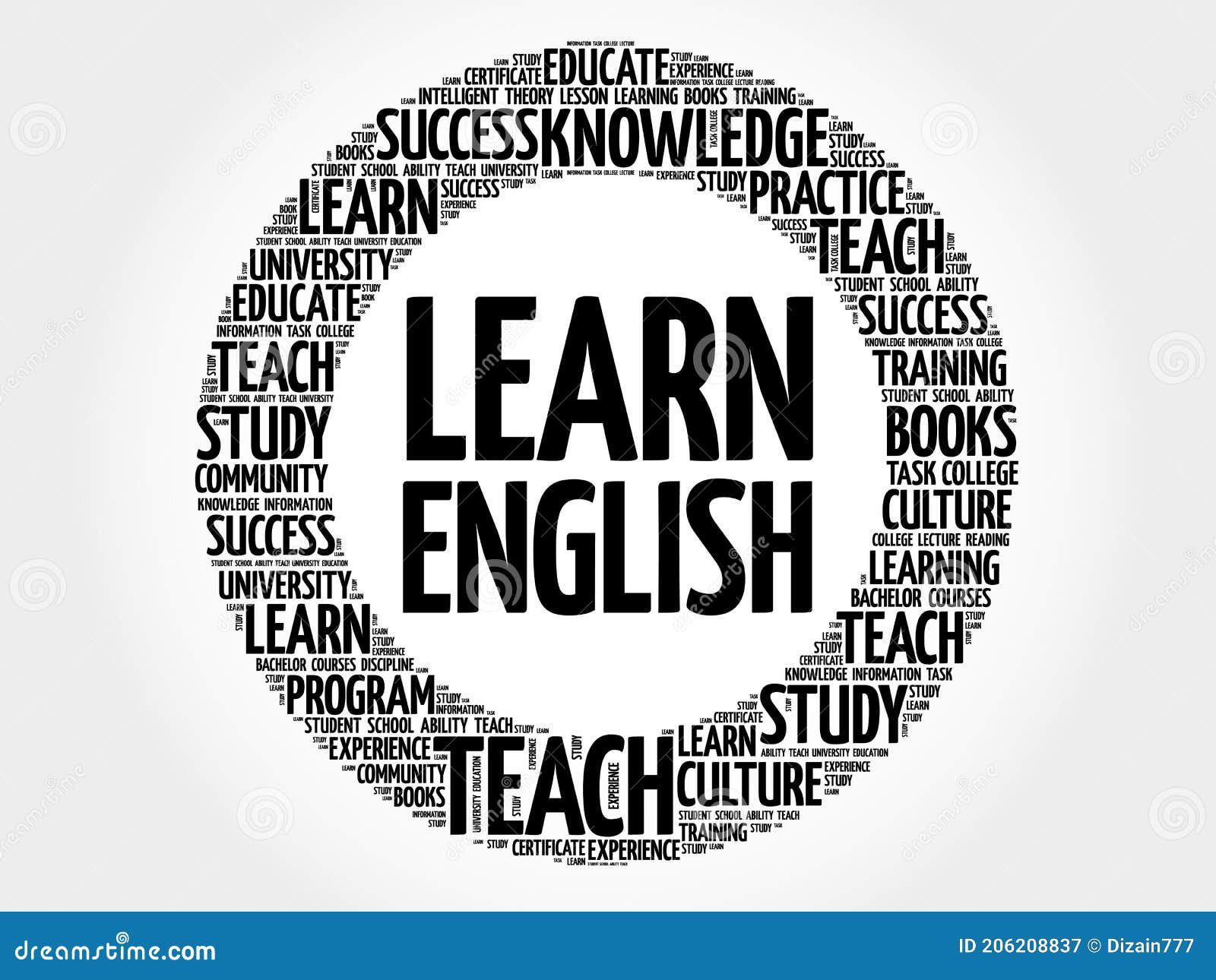 Learn English word cloud stock illustration. Illustration of exam ...