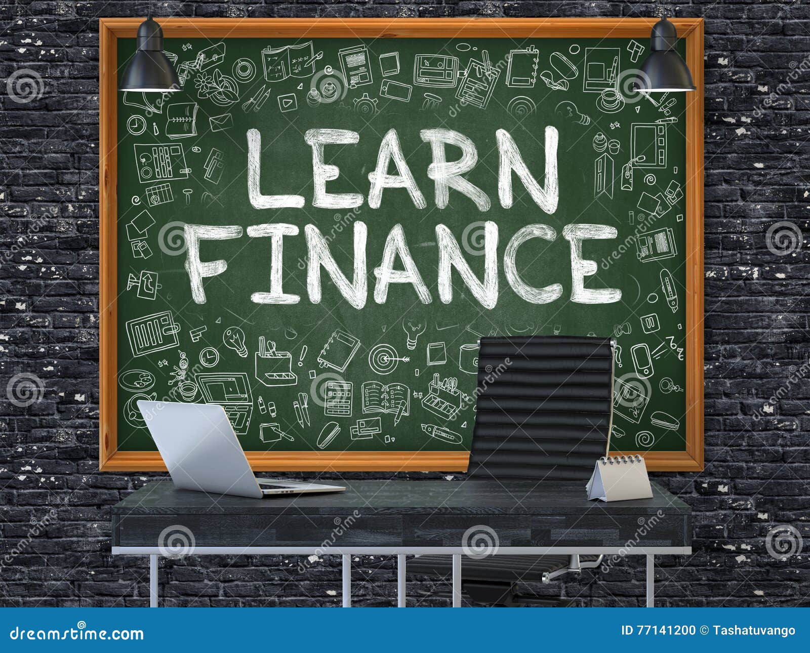 Learn Finance - Hand Drawn on Green Chalkboard. 3D Illustration. Stock ...