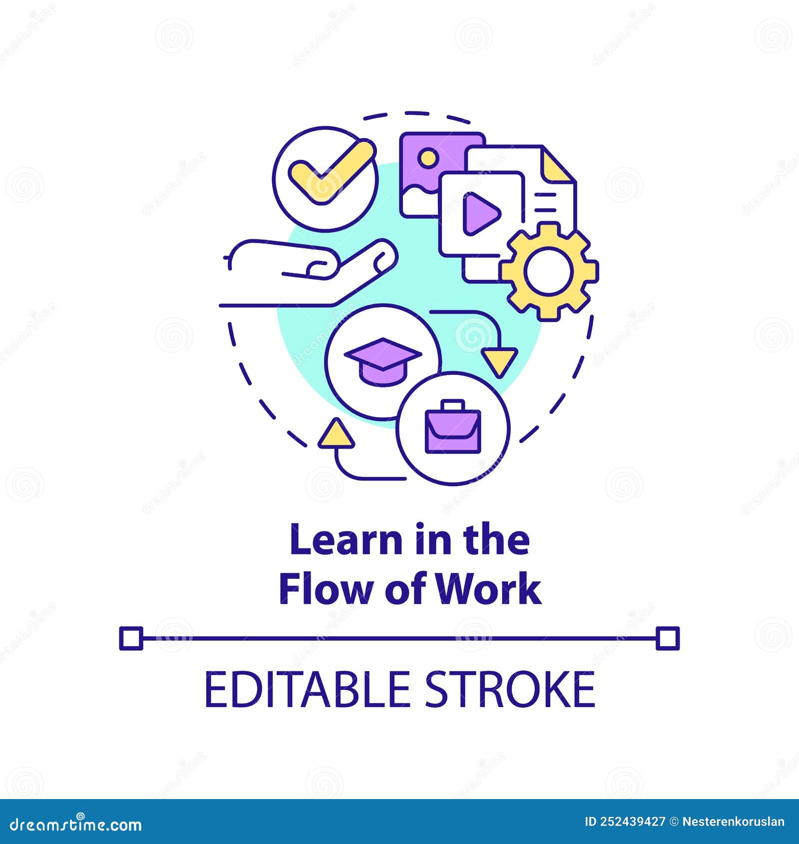 Learn in Flow of Work Concept Icon Stock Vector - Illustration of ...