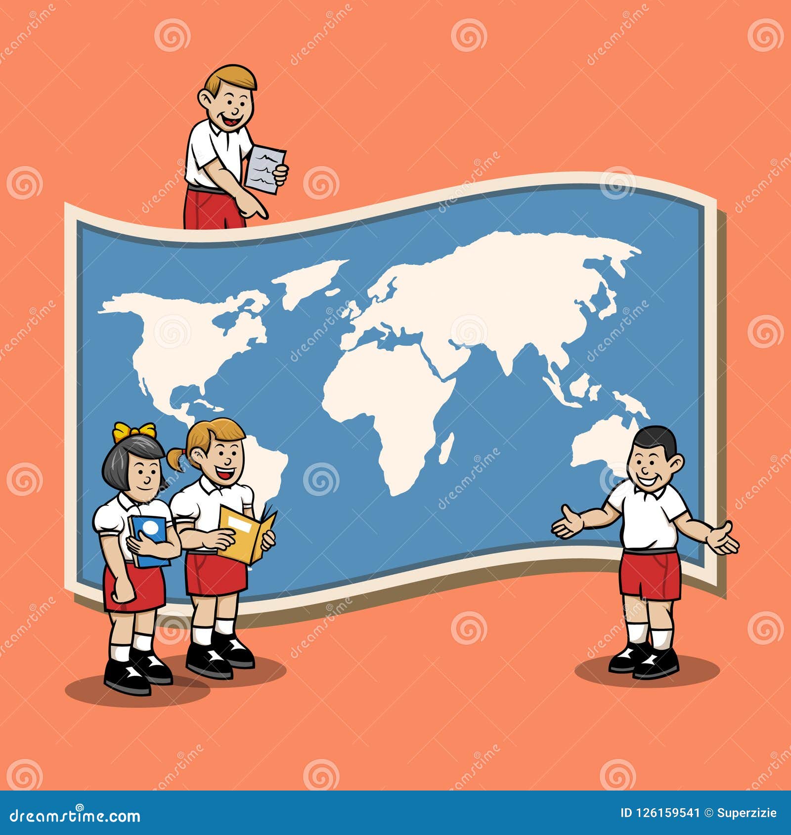Learn Geography at Elementary School Stock Vector - Illustration of ...