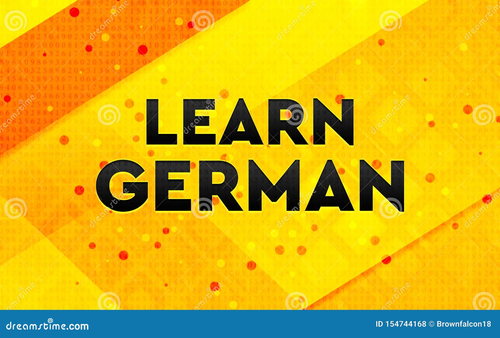 Learn German Abstract Digital Banner Yellow Background Stock ...