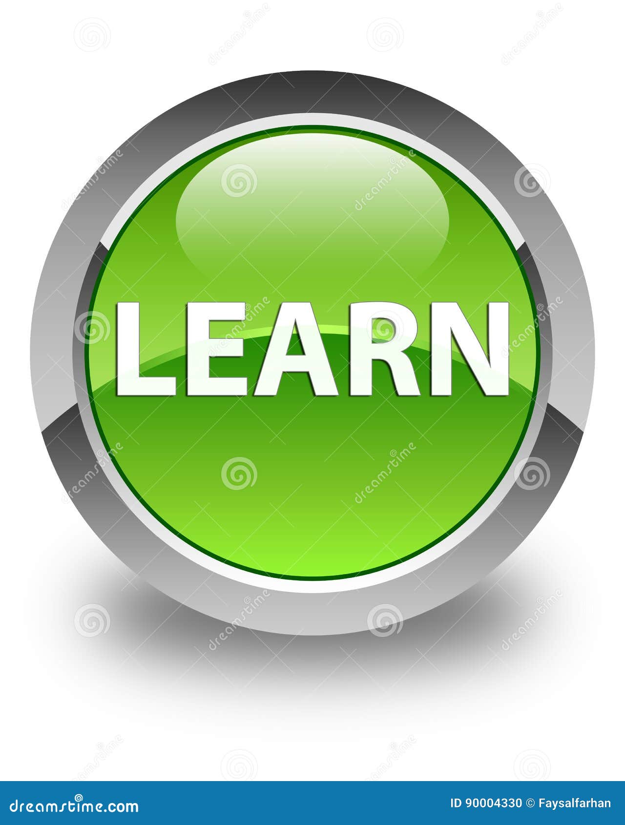 Learn Glossy Green Round Button Stock Illustration - Illustration of ...