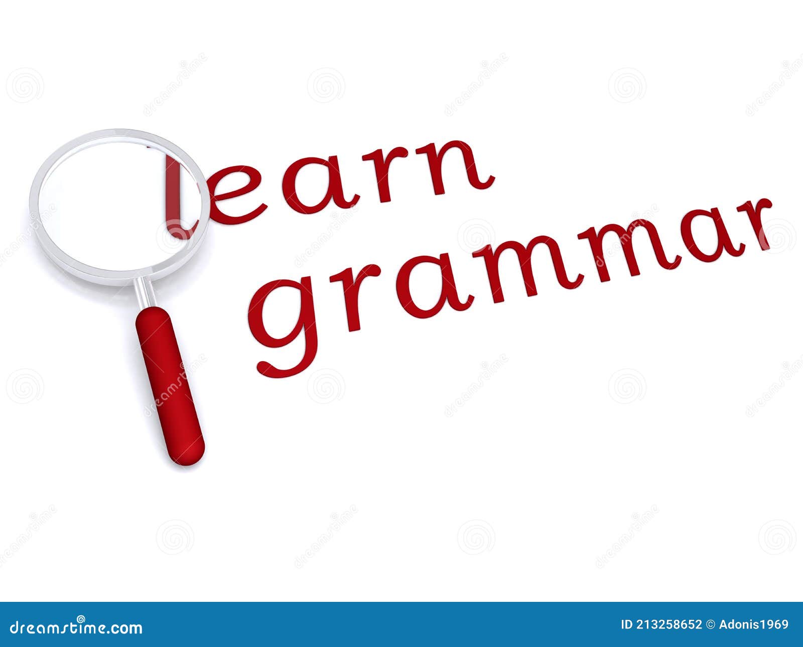 Learn Grammar with Magnifying Glass Stock Illustration - Illustration ...