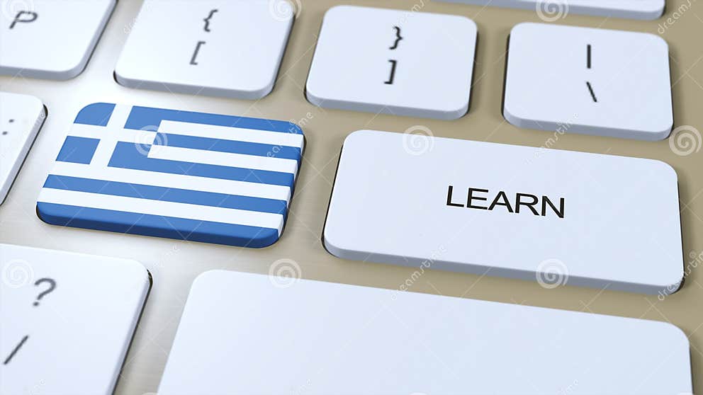 Learn Greek Language Concept. Online Study Courses. Button with Text on ...
