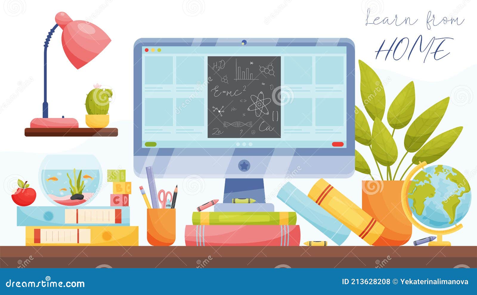 Learn from Home. Remote Learning Concept Stock Vector - Illustration of ...