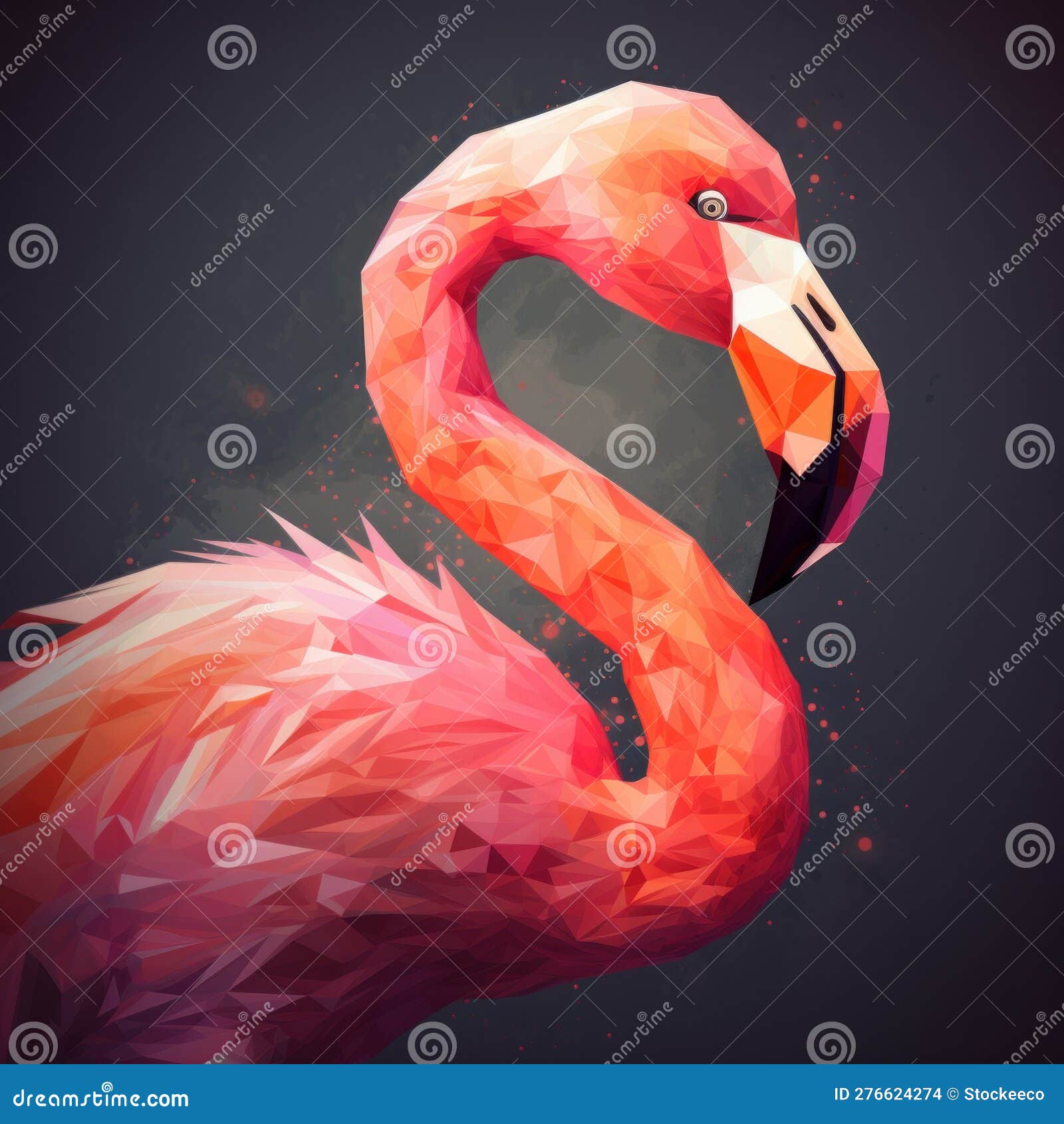 Low Poly Flamingo Portrait in Surreal Style Stock Illustration ...