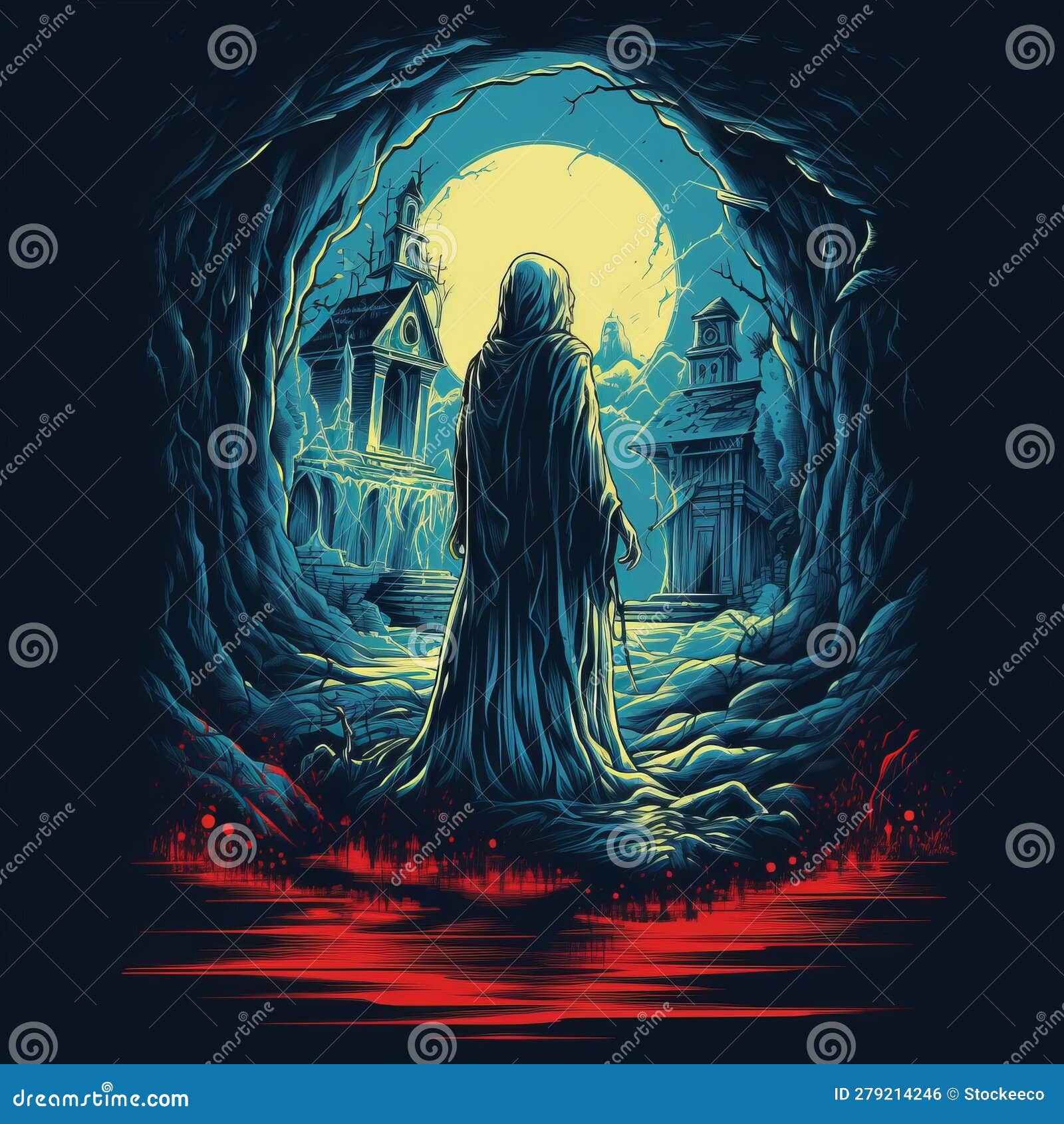 Creating a 4-color Paranormal Screenprint Vector Stock Photo - Image of ...