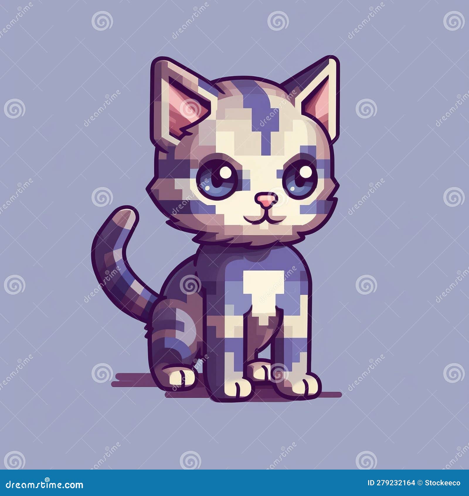 Creating a Cute Cat Character in Minecraft with Pixel Art Stock ...