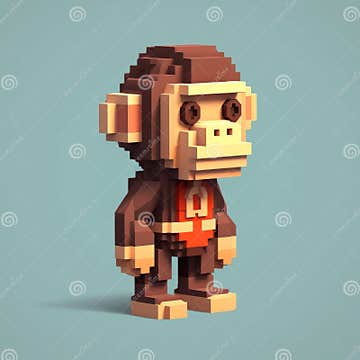 Create a Cute Chimp Character in Minecraft with Pixel Art Stock ...