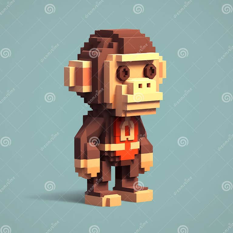 Create a Cute Chimp Character in Minecraft with Pixel Art Stock ...