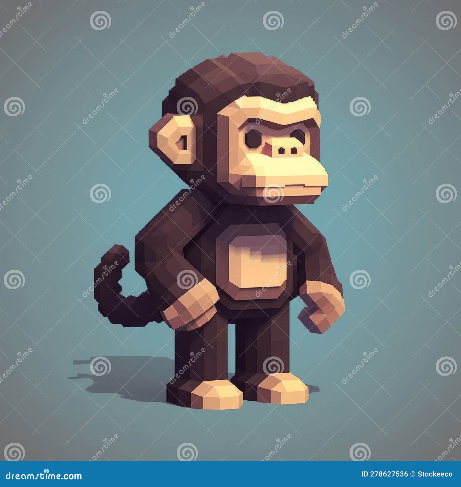 Cute Chimp Sitting Down - Vector Illustration By Luca Giordano Style ...