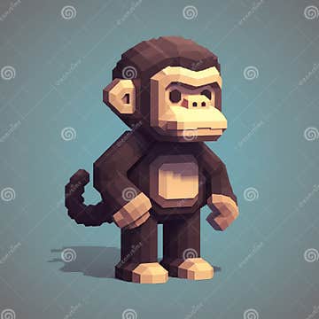 Create a Cute Chimp Character in Minecraft with Pixel Art Stock ...