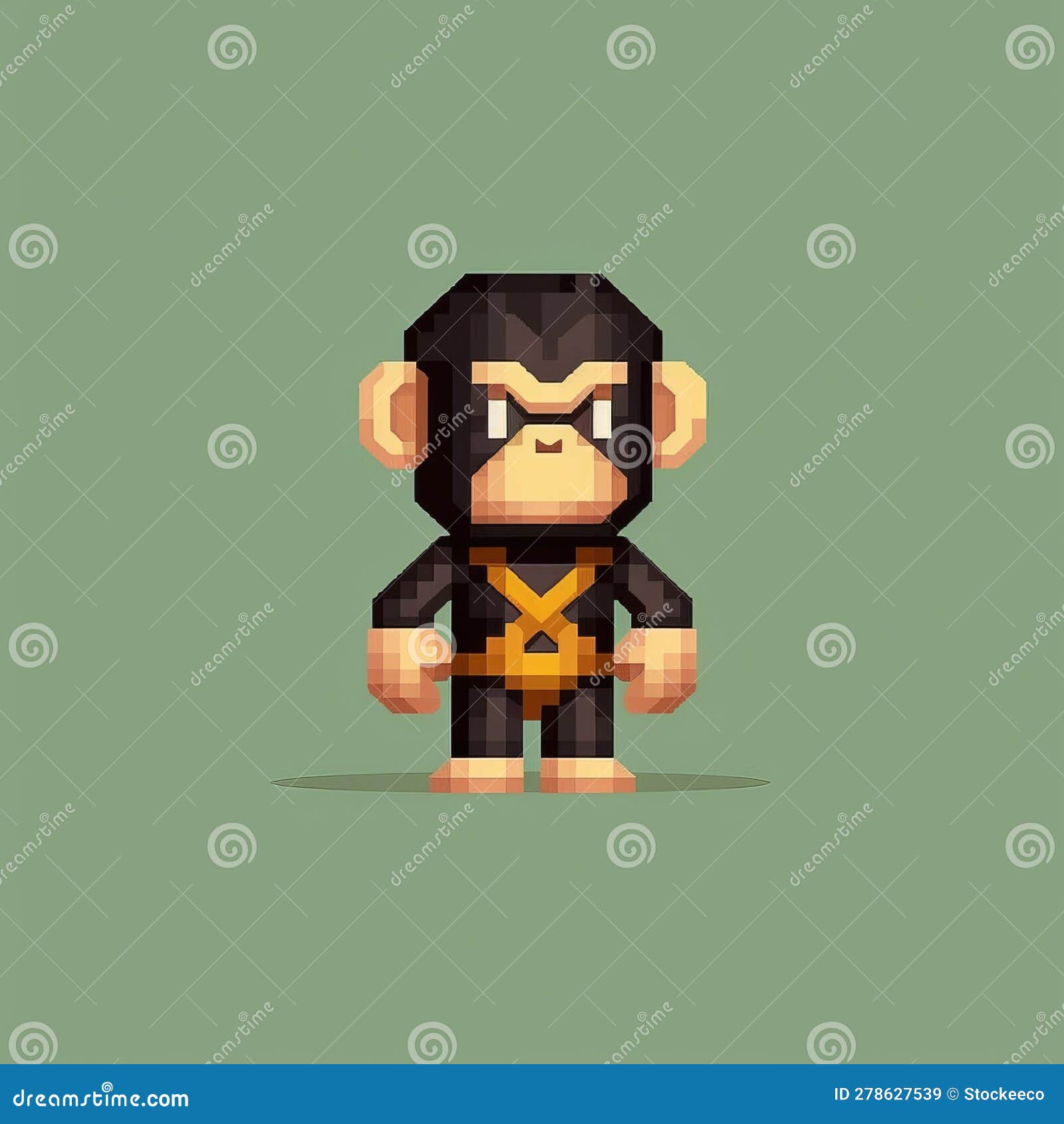 Cute Chimp Sitting Down - Vector Illustration By Luca Giordano Style ...