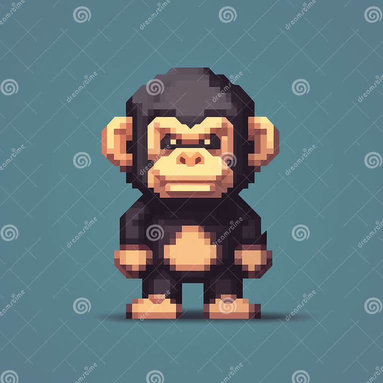 Create a Cute Chimp Character in Minecraft with Pixel Art Stock ...