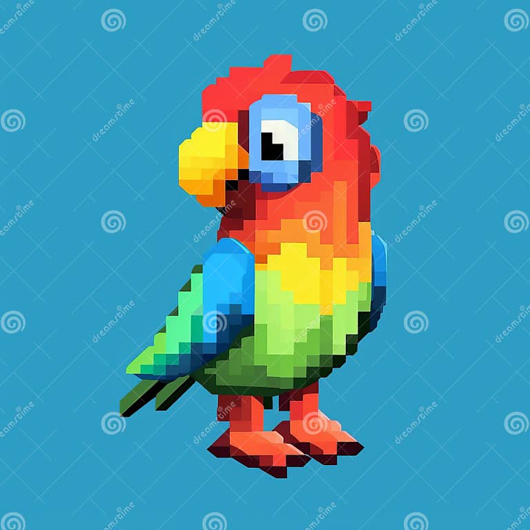 Create a Cute Parrot Character in Minecraft with Pixel Art Stock ...