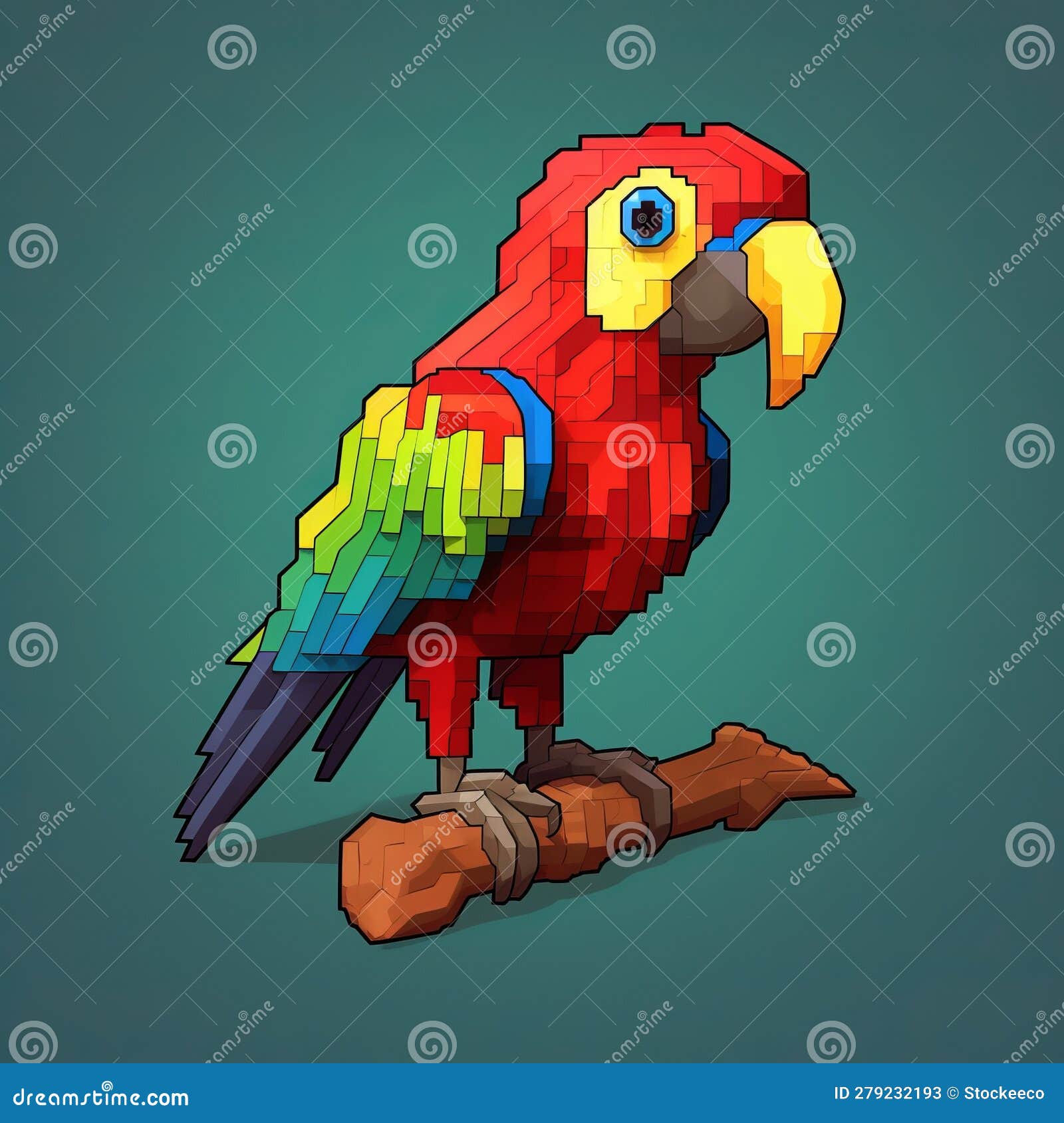 Create a Cute Parrot Character in Minecraft with Pixel Art Stock ...