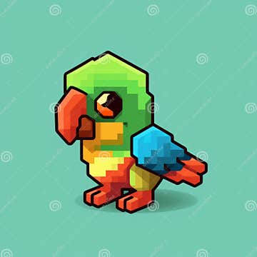 Create a Cute Parrot Character in Minecraft with Pixel Art Stock ...