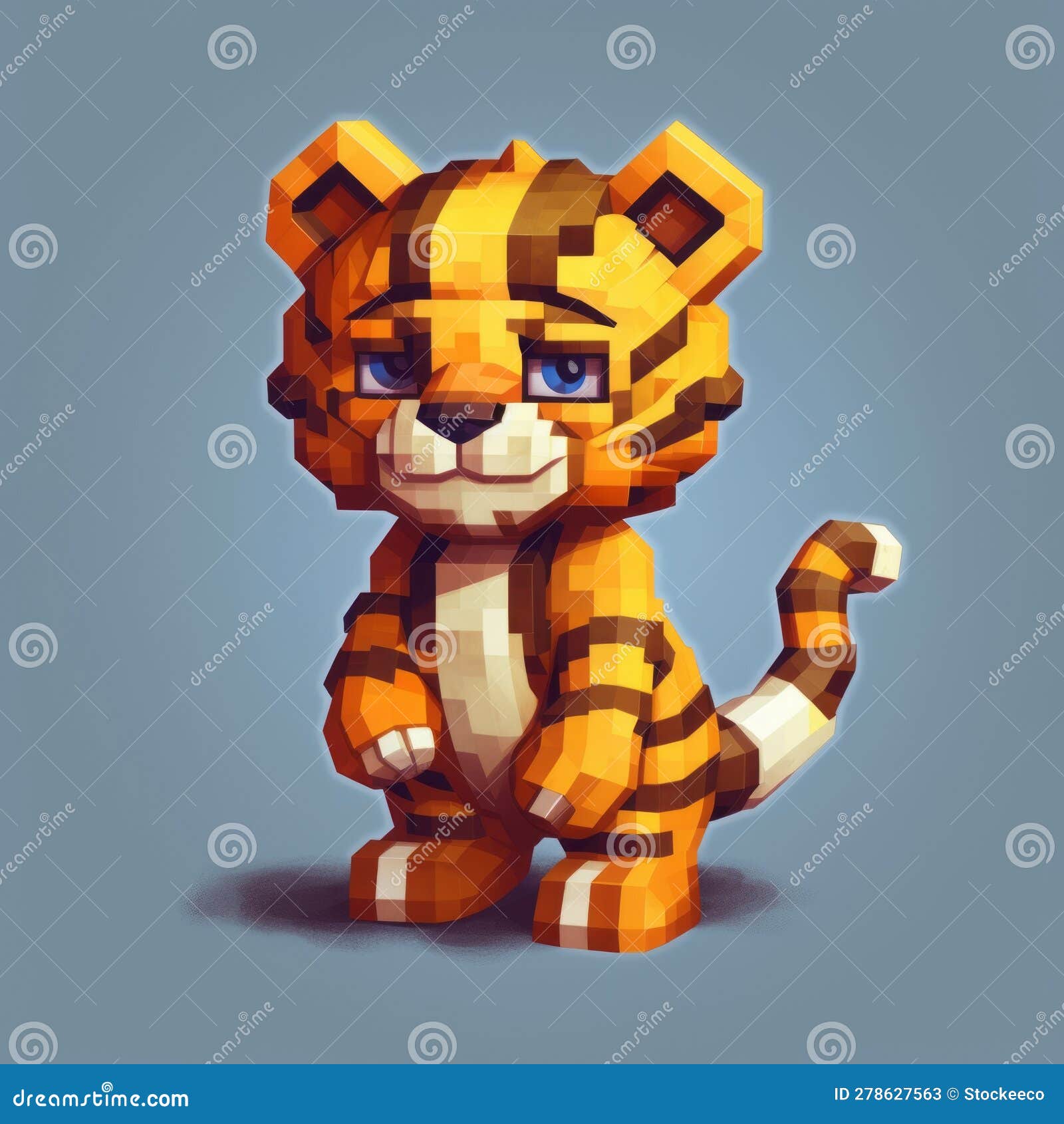 Create a Cute Tiger Character in Minecraft with Pixel Art Stock ...