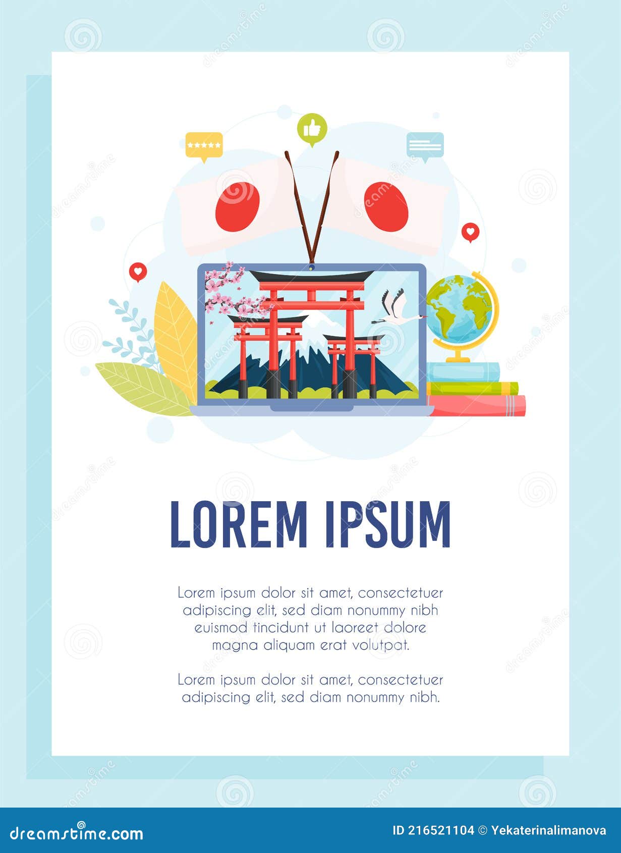 Learn about Japan Concept. Flyer Template Stock Vector - Illustration ...